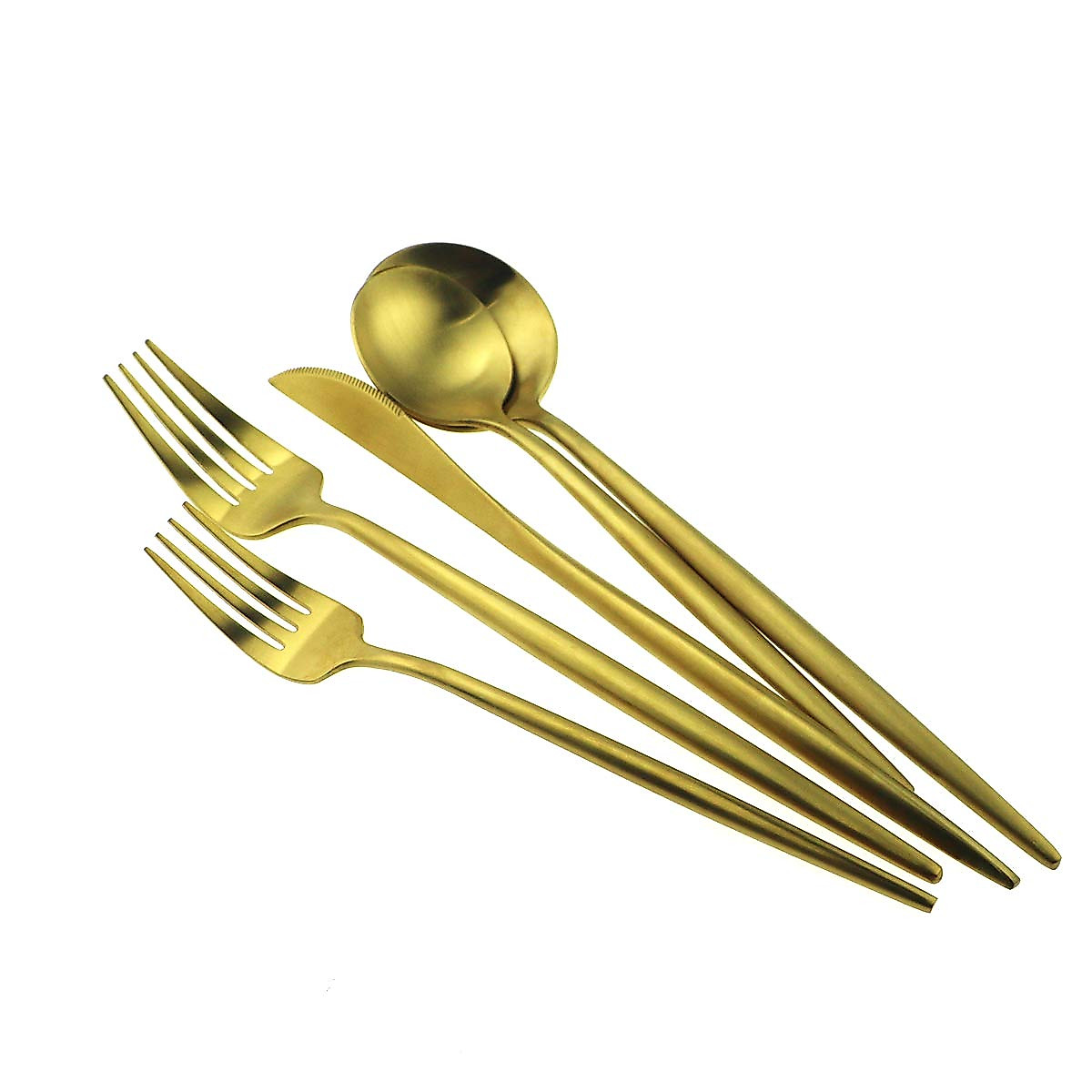 Gugrida 20-Piece 18/10 Stainless Steel Flatware Silverware, Luxury Dinnerware Set Travel Cutlery Tableware Include Knife Fork Spoon Service for 4,Healthy & Eco-Friendly Dishwasher Safe (Gold Matte)