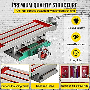 Mophorn Milling Working Table 17.7 X 6.7 Inch, Compound Milling Machine Work Table 2 Axis 4 Ways Move, Multifunction Milling Working Table Heavy-duty Structure,for Milling and Drilling Machine