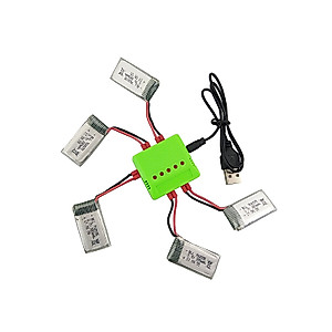 sea jump Accessories Parts Helicopter Spare Cover 5PCS 3.7V 380mAh Li Battery +1 PCS Charger (USB) for SYMA X5A-1 X15 X15C X15W Remote Control Aircrft/Flying Machine