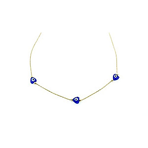 theserro Evil Eye Pendant Necklace, 18K Gold plated 925 Sterling Silver Necklace for Women and Teen Girls with Blue and White Sapphire, Cute Delicate Aesthetic Necklace, 16+2 Inch (Gold)
