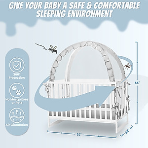 Kylinton Crib Net to Keep Baby in, Safety Crib Tent, Pop Up Pack N Play Tent, Crib Canopy, 28" x 52", Mini Crib Net to Keep Baby from Climbing Out Protect Babies from Falls or Bites, Grey