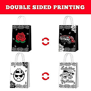 Nuwontun 16pcs Cholo Party Bags with Handles for Early 2000s Old School Themed Teens Lowrider Party Supplies Goody Treat Candy Bags cholo theme party decorations