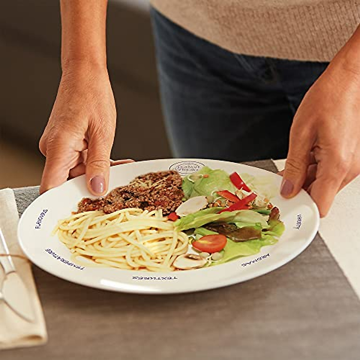 Portion Perfection MELAMINE Portion Control Plate 10” Weight Loss, Diabetes & Healthy Diets | Weight Control Plate for Women, Men & Children | BPA Free Diabetic Plate for Perfect Portion Size Dishes