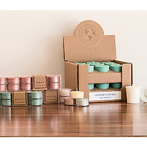 Eco Candle Co. Tea Light Candles, Snowflakes, 10-Pack - Scents of Winter, Flowers, & Mint - Recyclable, 100% Soy Wax, No Lead, Hand Poured, Made from Midwest Grown Soybeans, .6 oz. Each