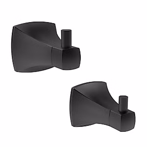 WZRUA Towel Hook Matte Black 2PC,Stainless Steel and Zinc Alloy Robe Coat and Clothes Hook,Heavy Duty Wall Hook for Bathroom & Kitchen,Modern Style Wall Mounted