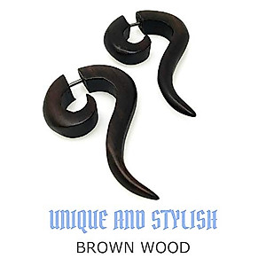 Natural Tribal Organic Wooden Earrings Fake Gauges wood Bohemian Jewelry earrings brown