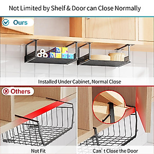 iSPECLE 4 Pack Cabinet Baskets - 2 Pack Under Shelf Baskets and 2 Pack Wire Baskets Add Storage Space, Easily Install with Adhesive for 15" and 30" Upper Cabinet, Wire Storage Basket Easy to Get Items