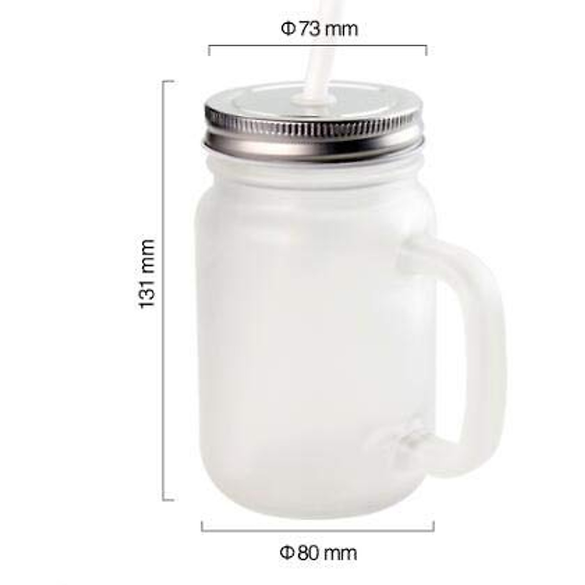 Mason Blank Sublimation Frosted Glass Jar Mugs 430ml with Glass Handles and Straw Drinking Heat Press Dye Transfer 4 pieces