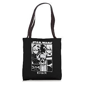 Star Wars Visions The Twins Black And White Panels Tote Bag