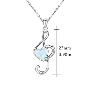 StoryMidir Music Note Necklace Gifts for Music Lovers 925 Sterling Silver Opal Musical Necklace Treble Clef Piano Necklace Music Jewelry Gifts for Women Mom