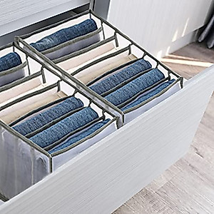 Xloey 1Pcs Wardrobe Clothes Organizer,7 Grids Jeans Organizer,Washable Foldable Mesh Separation Box,for T-shirt,Legging,Jeans