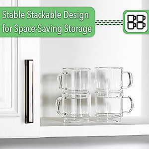 BTaT- Stackable Double Wall Glass Cups, Set of 4 (8 oz, 240 ml), Tea Cups, Glass Coffee Mugs, Cappuccino Cups, Latte Cups, Latte Mug, Clear Coffee Cup, Glass Tea Cups, Mother's Day Gift