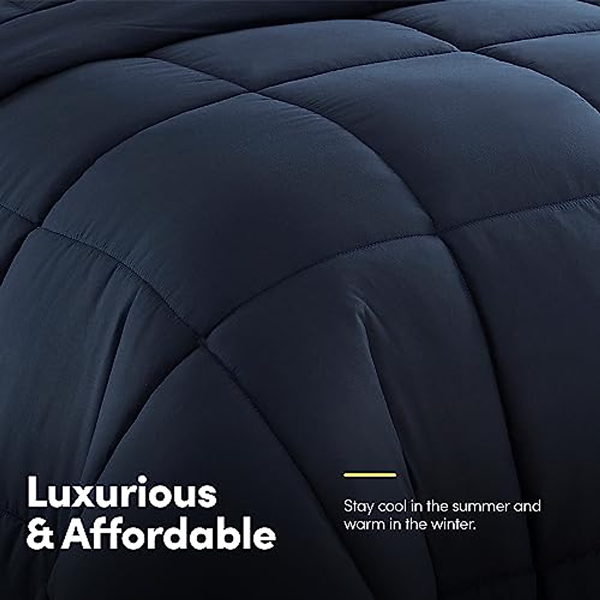 Sweet Home Collection 5 Piece Comforter Set Bag Solid Color All Season Soft Down Alternative Blanket & Luxurious Microfiber Bed Sheets, Navy, Twin