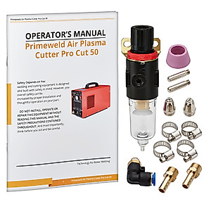 PrimeWeld 50A Air Inverter Plasma Cutter, Portable Plasma Cutting Machine, Premium and Rugged Plasma Cutter Kit, Automatic Dual Voltage 110V/220V AC with Plasma Torch, 1/2" Clean Cut, CUT50D