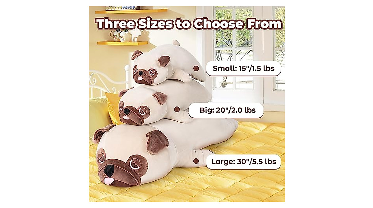 Meowtastic Weighted Pug Stuffed Animal - 20" Plush