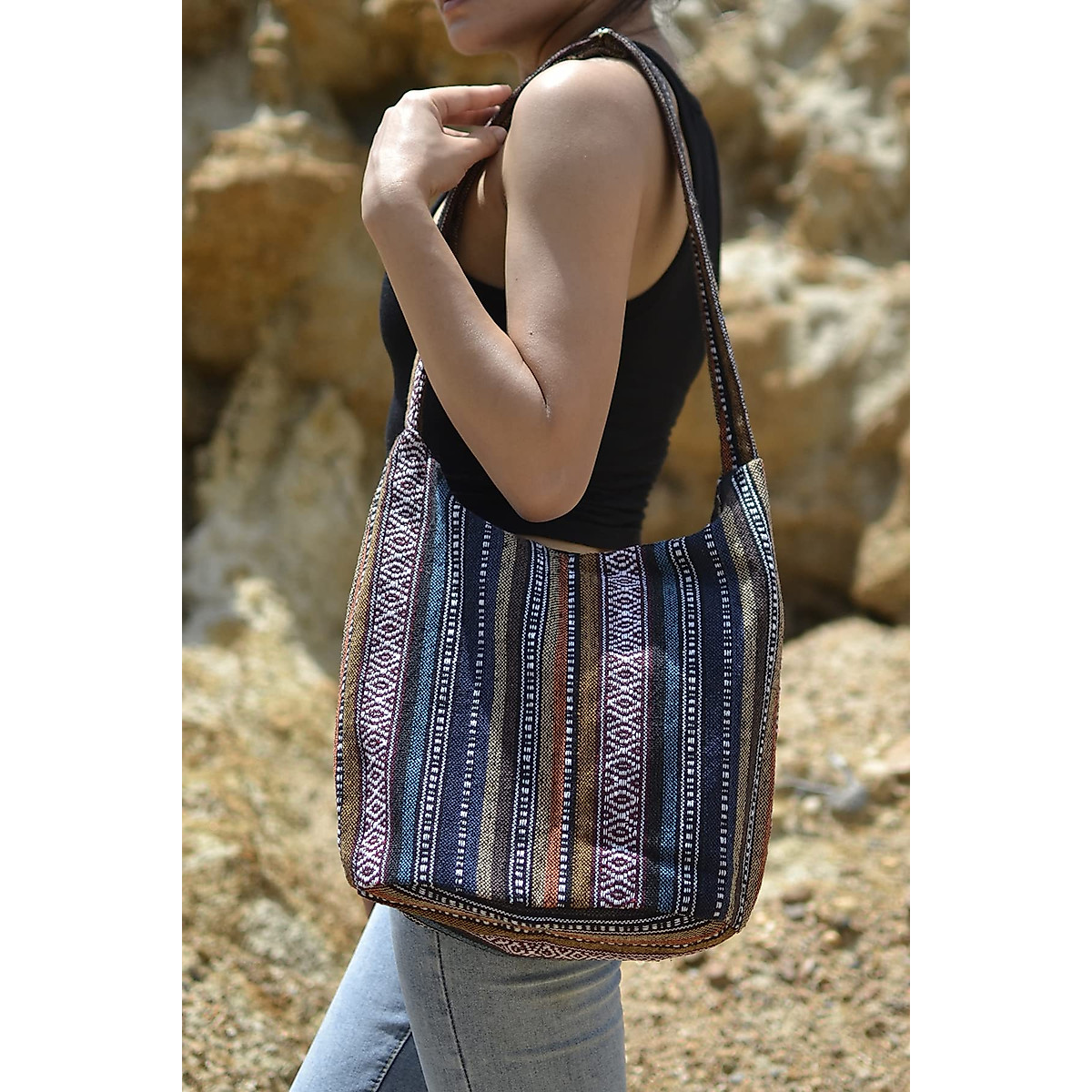 Your Cozy Sling Purse Hippie Bags For Women Crossbody Bag Thai Top Handmade Shoulder Bag with Adjustable Strap Tribe-04