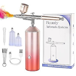 Airbrush Kit with Air Compressor, TopDirect Airbrush for Nails, Airbrush Paint Gun, Handheld Rechargeable Air Brush Set with 2 Cups for Makeup, Cake Decoration, Model Coloring, Manicure, Tattoo, Art