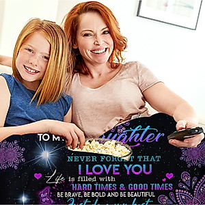 yuboo Daughter Blanket, Daughter Birthday Gifts from Mom - Extra Large Soft Throw Blanket 60x80 Inches Sublimation Butterflies Fleece Blanket for Couch and Sofa Bed