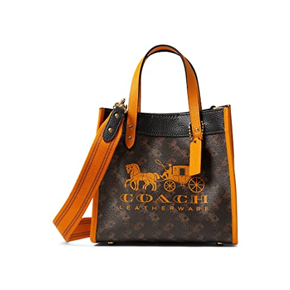 COACH Horse and Carriage with Carriage Badge Coated Canvas Field Tote 22 Truffle Papaya One Size