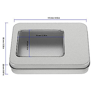 FUNSUEI Rectangular Metal Tins Cans, 24 Pack 4.5 x 3.5 x 0.8 Inches Empty Metal Tin Containers Cans with Clear Window Lids, Metal Tins Jars for Candles, Candies, Gifts, Balms, Small Crafts