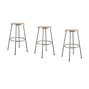 National Public Seating 6230-CN Steel Stool with 30" Hardboard Seat, Grey (Pack of 3)