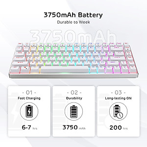RK ROYAL KLUDGE RK84 Pro RGB 75% Triple Mode BT5.0/2.4G/USB-C Hot Swappable Mechanical Keyboard, 84 Keys Wireless Gaming Keyboard with Aluminum Frame, Clicky Blue Switch