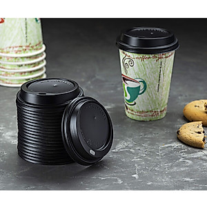 PaperMade Black Disposable Coffee Cup Lids (1000 Lids) - Resealable Dome Lids For Hot Or Cold Beverage Cups, 1 Case Fits Most 10 oz, 12oz, 16oz, 20oz Cups | Perfect For Travel, Coffee Shops & Take Out