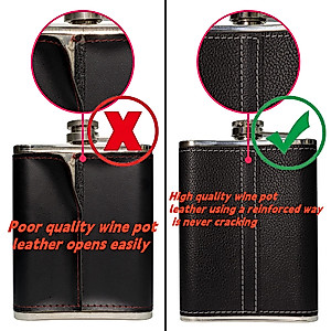 Generic Hip Flask, 8oz Stainless Steel Flask for Liquor, Leather Flask Gift Set (Leakproof, Rustproof)