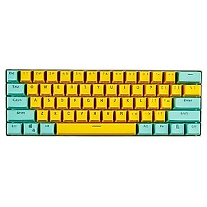 Obokidly 61 Keys PBT Keycap OEM Overview Set Thick Key Caps 61 Mechanical Keyboard for DIY Cherry MX Mechanical Keyboard Backlit,Only Keycap (Yellow-Cyan)