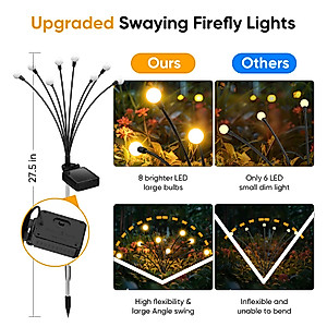 Solar Lights Outdoor Garden Decor: 4 Pack 32 LED Firefly Solar Outdoor Lights - Waterproof Solar Lights for Outside Yard Pathway Landscape Patio Decorations - Solar Powered Swaying Light Sway by Wind