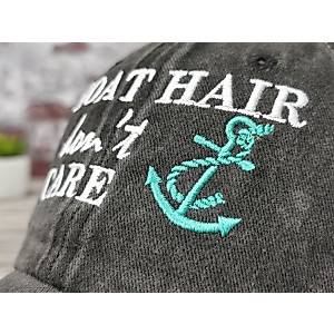 Hepandy Embroidered Boat Hair Don't Care Baseball Cap for Women, Embroidery Trucker Hat, Adjustable Snapback Mesh Dad Hats