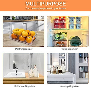 UCHIHA Set of 9 Refrigerator Organizer Bins - Clear Stackable Fridge Organizer Plastic Storage Bins for Freezer, Kitchen, Countertops, Cabinets - Pantry Organization and Storage Bins, ‎Transparent