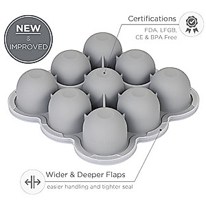 KIDDO FEEDO Multipurpose Tray for Freezing Baby Food, Herbs and Ice Cubes. Also Baking Mold for Egg Bites, Muffins and Frittatas - Free E-book by Author/Dietitian - Gray