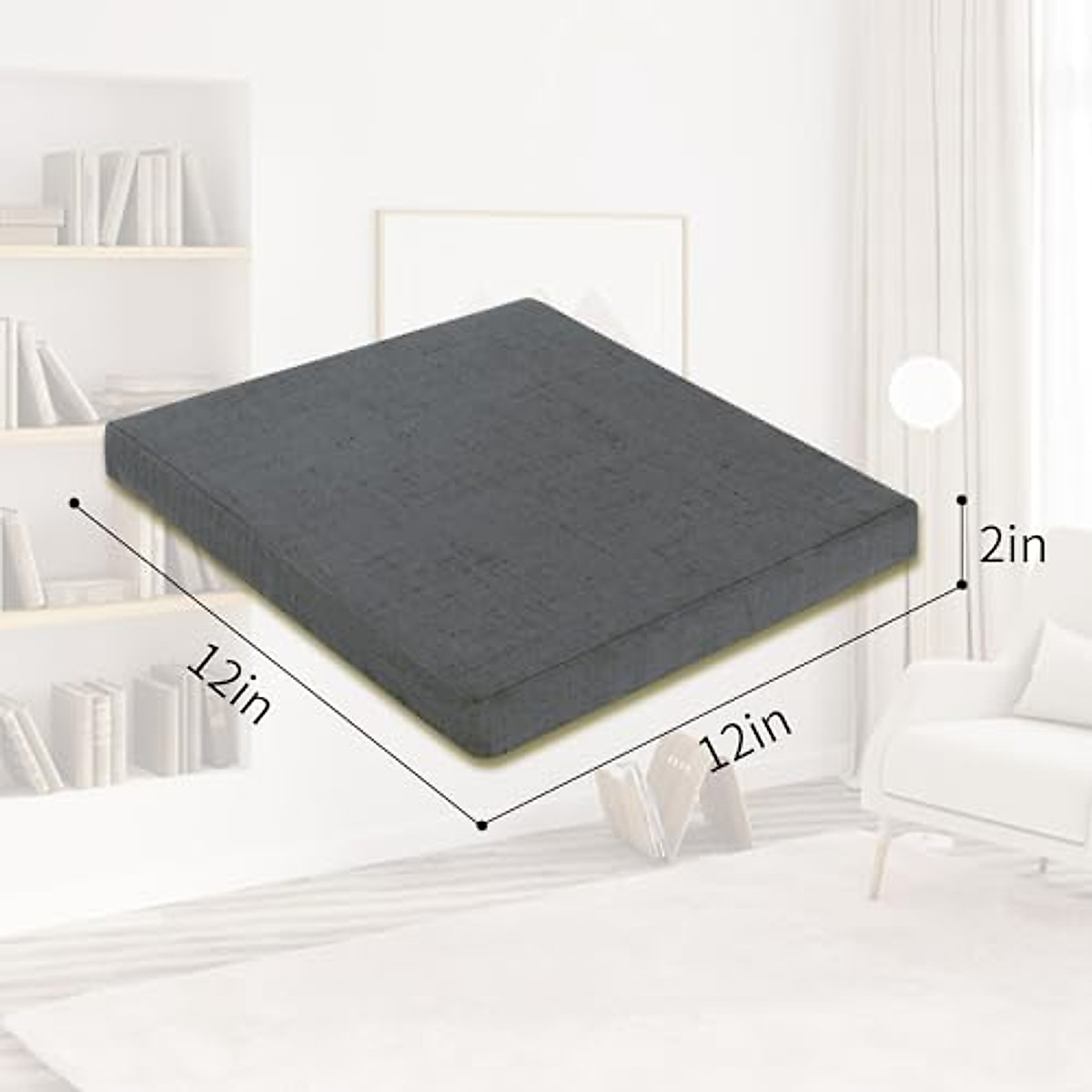 PNP FKJP 2 Pack 12 * 12 Inches Chairs Cushions, Non-Slip Dining Chair Pads Kitchen Chair Cushions(Dark Grey)