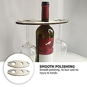 BESTOYARD 3 Pcs Wine Glass Holder Wood Wine Glass Drying Rack Freestanding Stemware Storage Stand Holds 1 Bottles and 2 Glasses for Bar Kitchen Restaurant Khaki