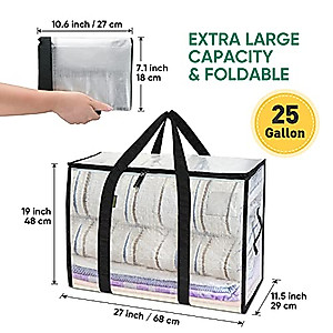 BALEINE 28 Gallon Moving Totes with Reinforced Handles, Heavy-Duty UnderBed Storage Bag for Moving Boxes, Clothes, Travel, Attics (6 Pack, White)