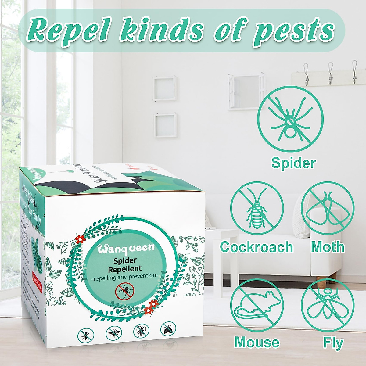 8 Pack Spider Repellent Pouches for House Indoor, Spider Deterrent Peppermint Oil and Lemongrass Formula Spider Repellent Bags, No-Toxic Stay Away Spider