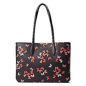 Kate Spade New York All Day Butterfly Cluster Printed PVC Large Tote Black Multi One Size