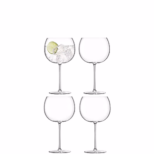 LSA Borough Balloon Glass Set in Clear for Gin, Tonic and Rosé - Drinking Glasses with Generous Bowl and Narrow Stem - 23 oz Drinkware - Pack of 4