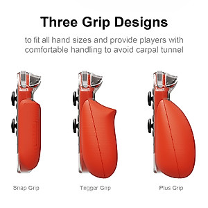 Skull & Co. GripCase Crystal Bundle: A Dockable Transparent Protective Cover Case with Replaceable Grips [to fit All Hands Sizes] for Nintendo Switch -Double Neon Red