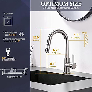 APPASO Bar Sink Faucet Kitchen Faucet with Pull Down Sprayer Brushed Nickel, Modern Single Handle Utility Faucet Stainless Steel Faucet for RV,323BN