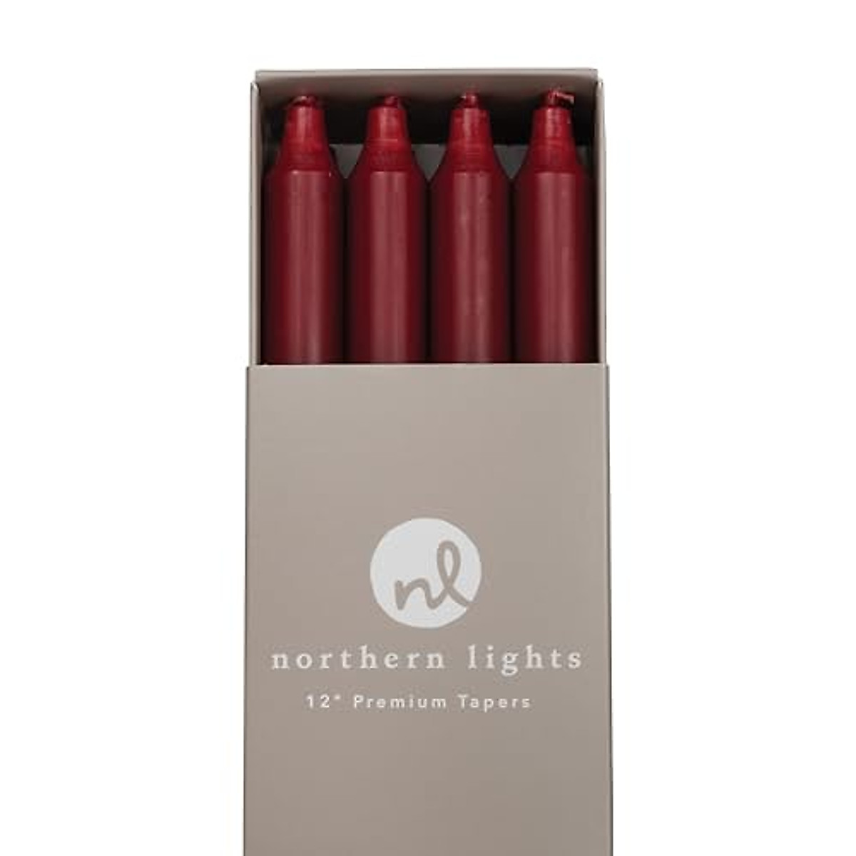 Northern Lights Candles - 12" 12pk Tapers - Crimson - 72795