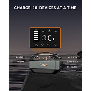 GOFORT Portable Power Station 330W 299Wh Power Supply Solar Generator Backup Battery Pack with 110V Pure Sine Wave AC Outlets USB QC 3.0 DC Port for Home Emergency Outdoor Camping RV Travel