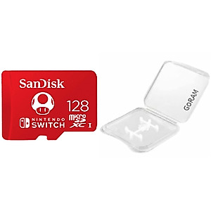 (1 Pack) SanDisk 128GB MicroSD Nintendo Switch MicroSDHC Memory Card for Switch & Switch Lite SDSQXAO-128G Bundle with (1) GoRAM Plastic Case