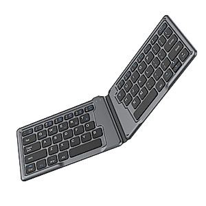 MoKo Foldable Bluetooth Keyboard, Portable Wireless Rechargeable Keyboard, Ultra Slim Ergonomic Folding Keyboard Compatible with iOS, Android and Windows Tablet/Smartphone/Laptop Devices, Silver Gray