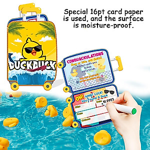 Waxvery Cruising Duck Tags - 35 Pack, Suitcase Shape Design, With Hole and Rubber Bands (Yellow)