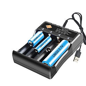 Universal Battery Charger, Fast Charging Function with LED Display, 4-slot Smart Battery Charger for 18650 16340 14500 18350 Rechargeable Batteries
