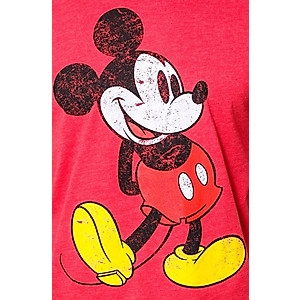 Disney Mickey Mouse Classic Distressed Standing T-Shirt(LG, Heather Red)