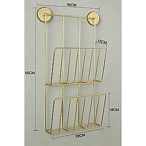 EYHLKM Simple Thread Feeling Nordic Wrought Iron Living Room Wall Storage Rack Easy Storage Wall Bookshelf Books and Newspapers Magazin