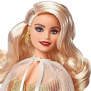 Barbie 2023 Holiday Barbie Doll, Seasonal Collector Gift, Barbie Signature, Golden Gown and Displayable Packaging, Blonde Hair